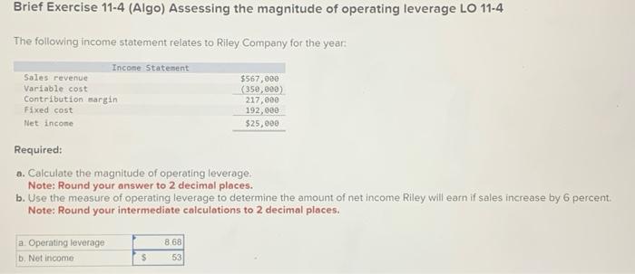 Solved Brief Exercise 11-4 (Algo) Assessing the magnitude of | Chegg.com