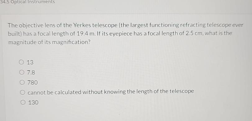 Solved 34.5 ﻿Optical InstrumentsThe objective lens of the | Chegg.com