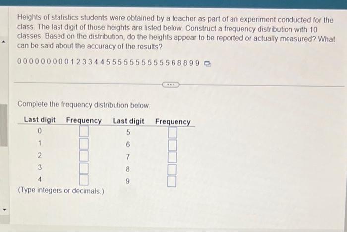 Solved Heights of statistics students were obtained by a | Chegg.com
