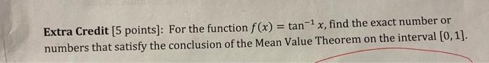 Solved Extra Credit [5 points]: For the function | Chegg.com