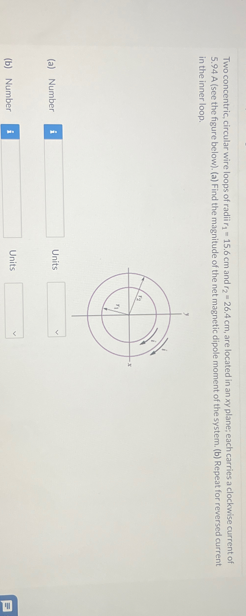 Solved Two concentric, circular wire loops of radii | Chegg.com