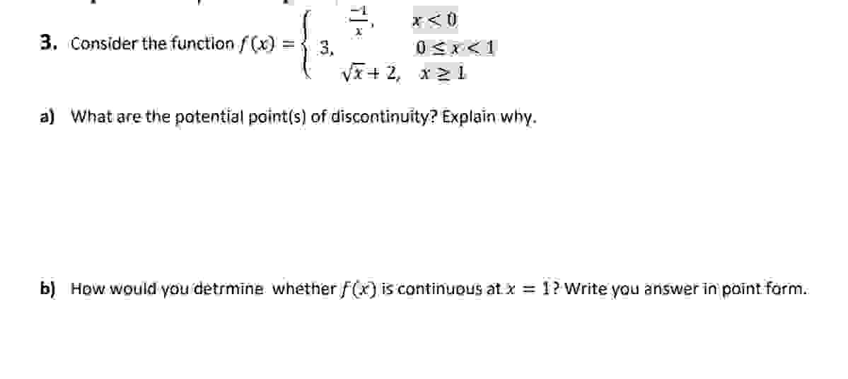 Solved Consider the function f(x)={-1x,x