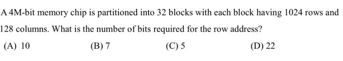 Solved A 4M-bit memory chip is partitioned into 32 blocks | Chegg.com