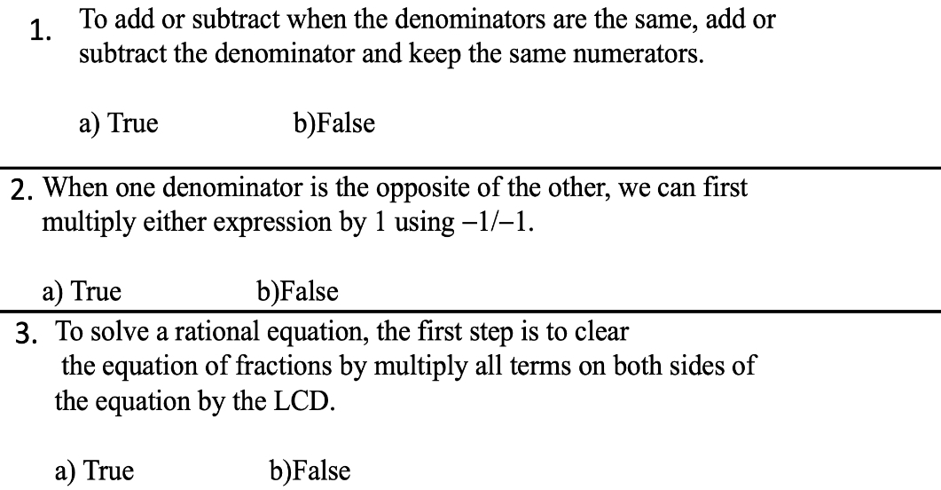 Solved To add or subtract when the denominators are the | Chegg.com