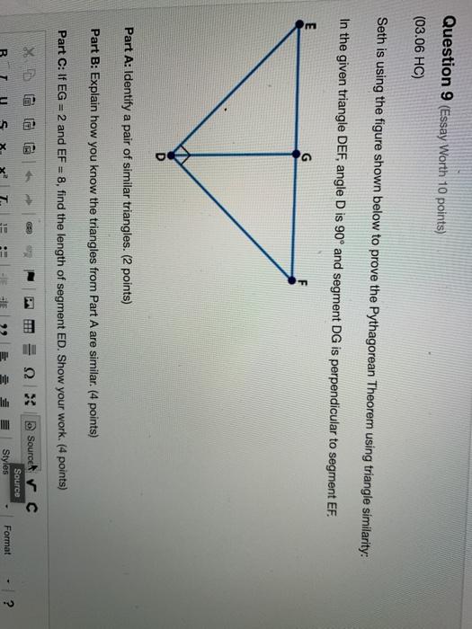 Solved Question 9 (Essay Worth 10 points) (03.06 HC) Seth is | Chegg.com