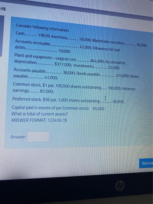 Solved 15 Consider following information Cash.......... | Chegg.com Solved 15 Consider following information Cash.......... | Chegg.com