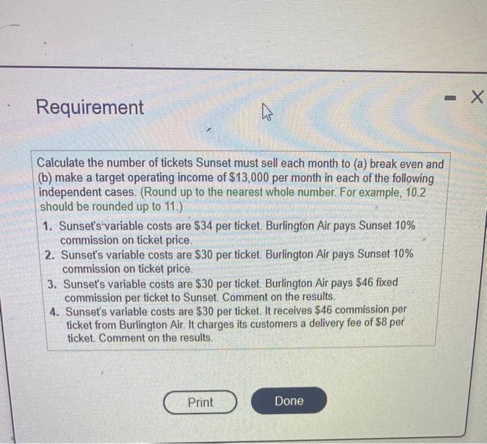 Solved Calculate the number of tickets Sunset must sell each | Chegg.com