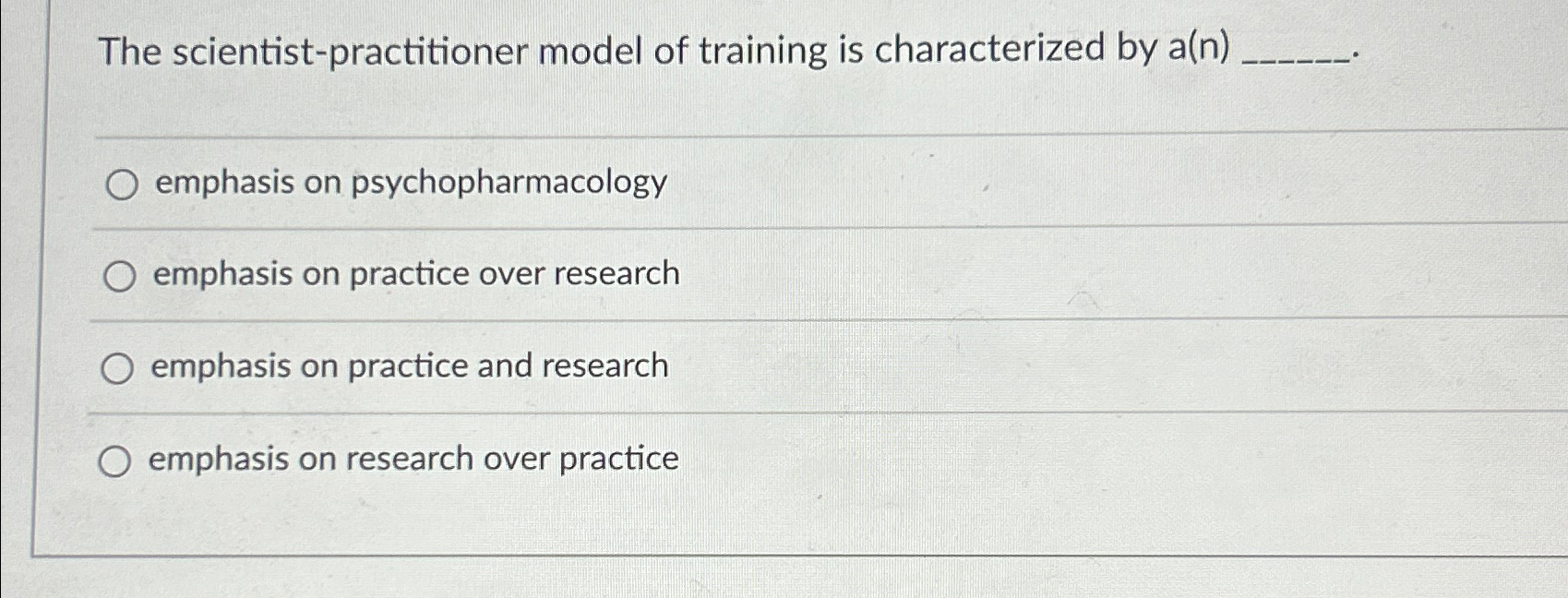 Solved The scientist-practitioner model of training is | Chegg.com