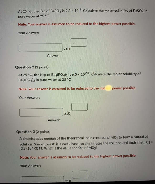 Solved At 25°C, the Ksp of BaSO4 is 2.3 x 10-8. Calculate | Chegg.com