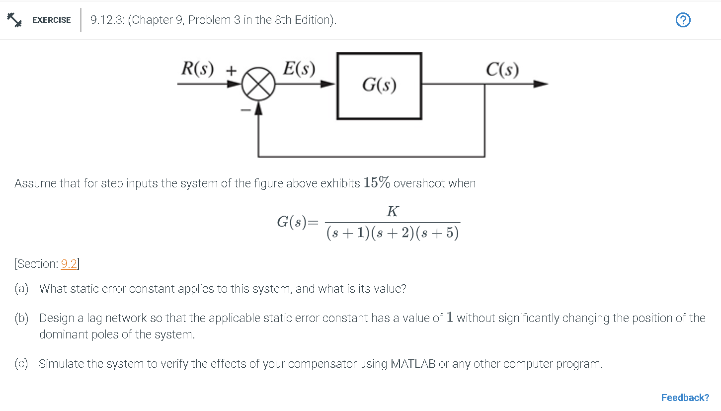 Solved Assume that for step inputs the system of the figure | Chegg.com