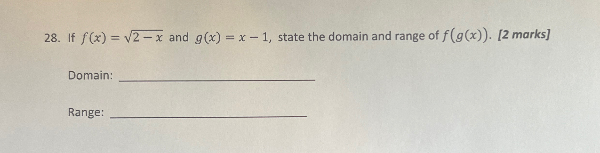 Solved If f(x)=2-x2 ﻿and g(x)=x-1, ﻿state the domain and | Chegg.com