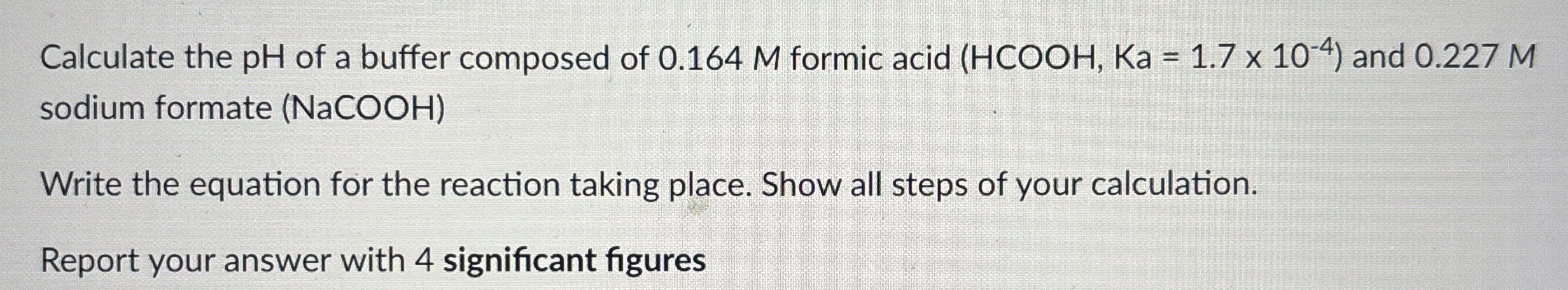 Solved Calculate the pH of a buffer composed of 0.164 ﻿M | Chegg.com