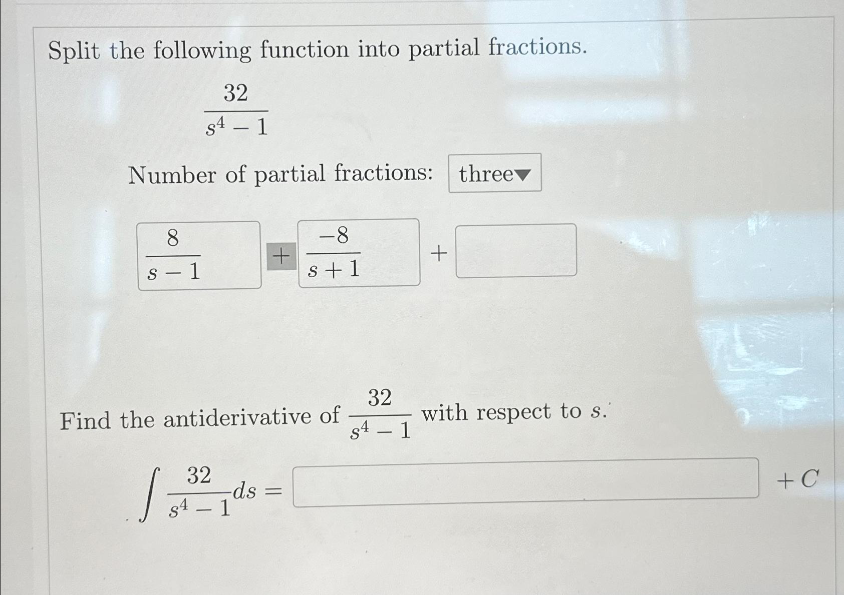 Solved Split the following function into partial | Chegg.com