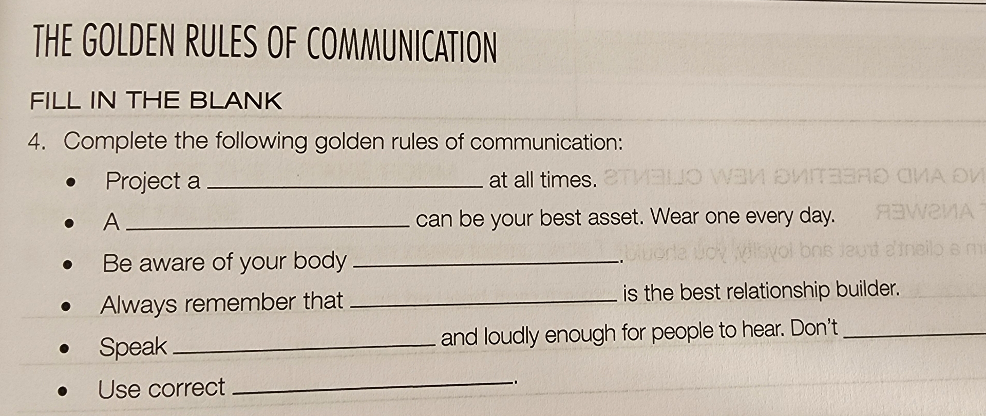 Solved THE GOLDEN RULES OF COMMUNICATIONFILL IN THE BLANK4. | Chegg.com
