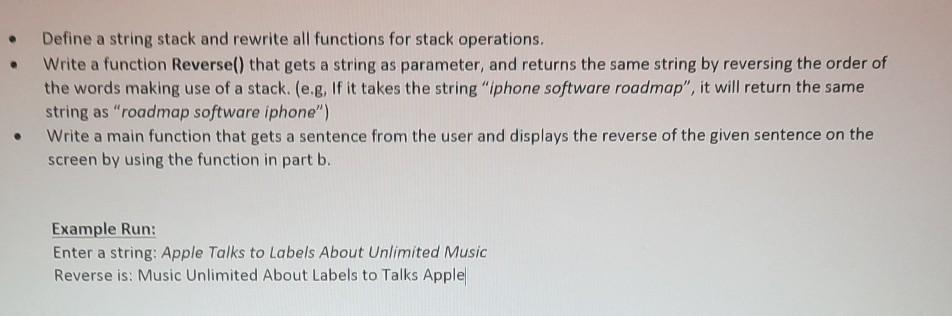 Solved • Define A String Stack And Rewrite All Functions For 4908