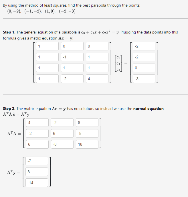 Step 3. ﻿Solving the normal equation gives the | Chegg.com