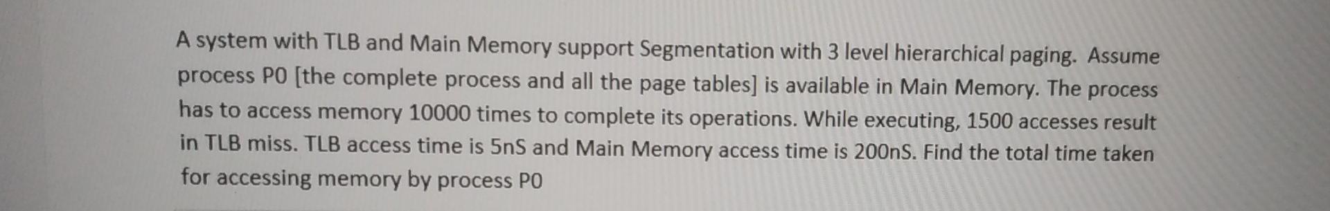 Solved A system with TLB and Main Memory support | Chegg.com