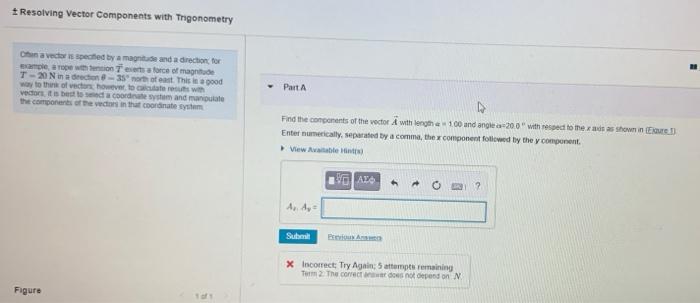 Solved Resolving Vector Components with Trigonometry Oh a | Chegg.com