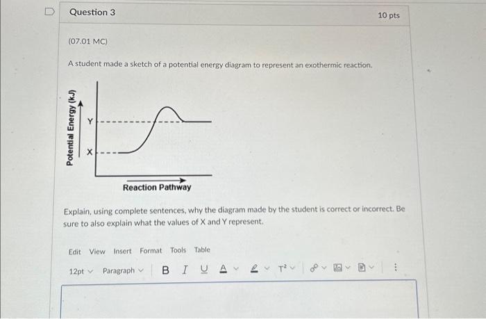 Solved A student made a sketch of a potential energy diagram | Chegg.com