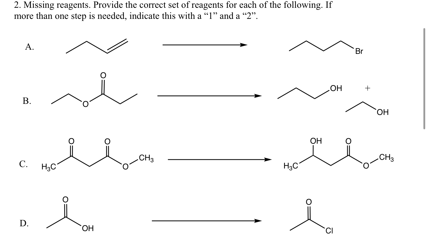Solved Missing reagents. Provide the correct set of reagents | Chegg.com