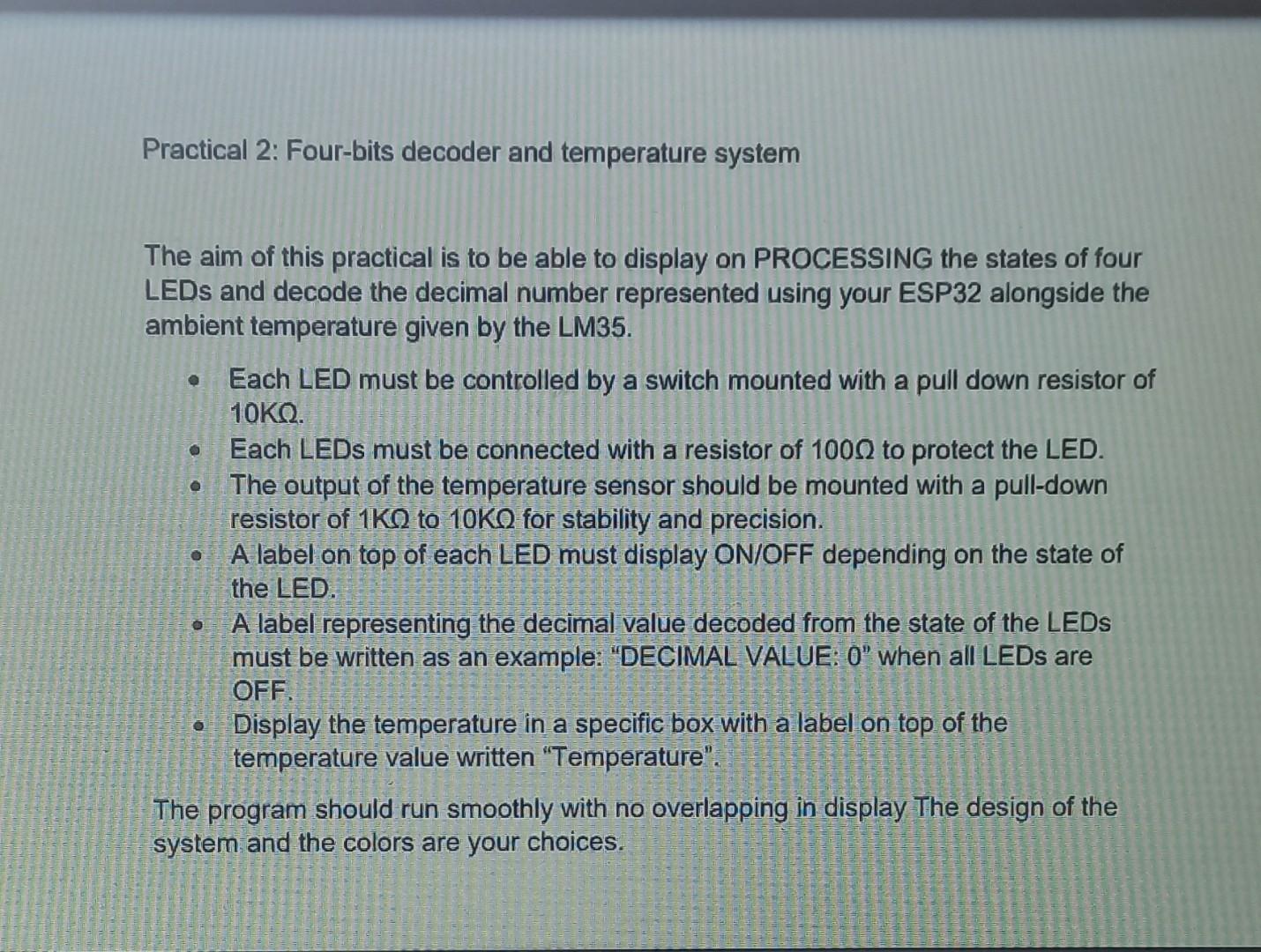 Solved Practical 2: Four-bits decoder and temperature system | Chegg.com