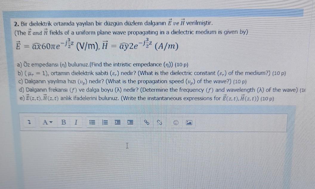 Solved Electromagnetic Waves please solve it as fast as you | Chegg.com
