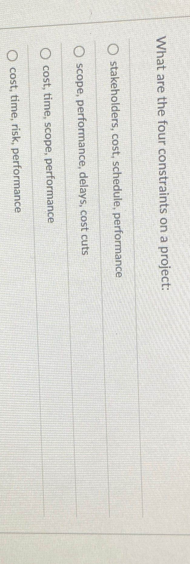 Solved What are the four constraints on a | Chegg.com
