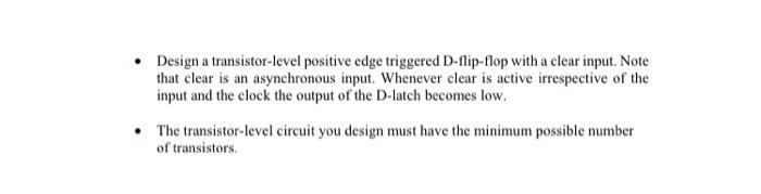 Solved Design a transistor-level negative-level-sensitive | Chegg.com