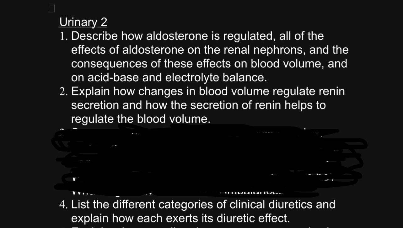 Solved Urinary 2Describe how aldosterone is regulated, all | Chegg.com