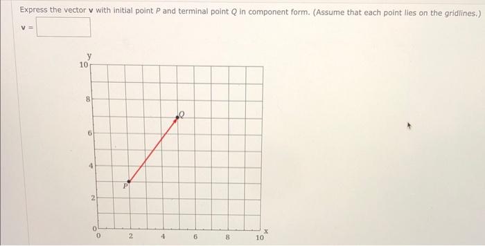 Solved Express the vector v with initial point P and | Chegg.com