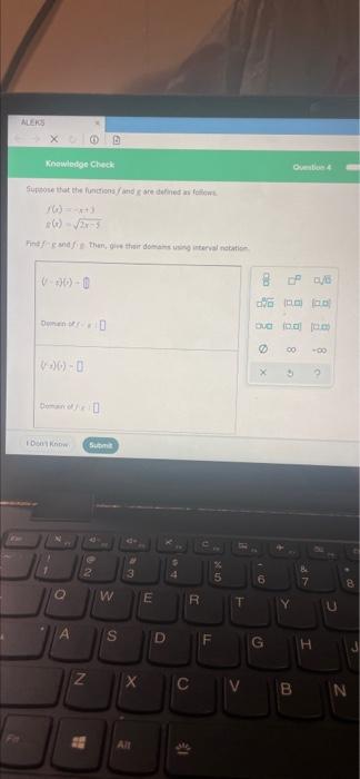 Solved ALEKS Fe Knowledge Check Suppose that the functions | Chegg.com