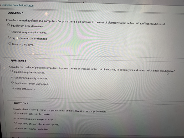 Solved Question Completion Status: QUESTION 1 Consider the | Chegg.com