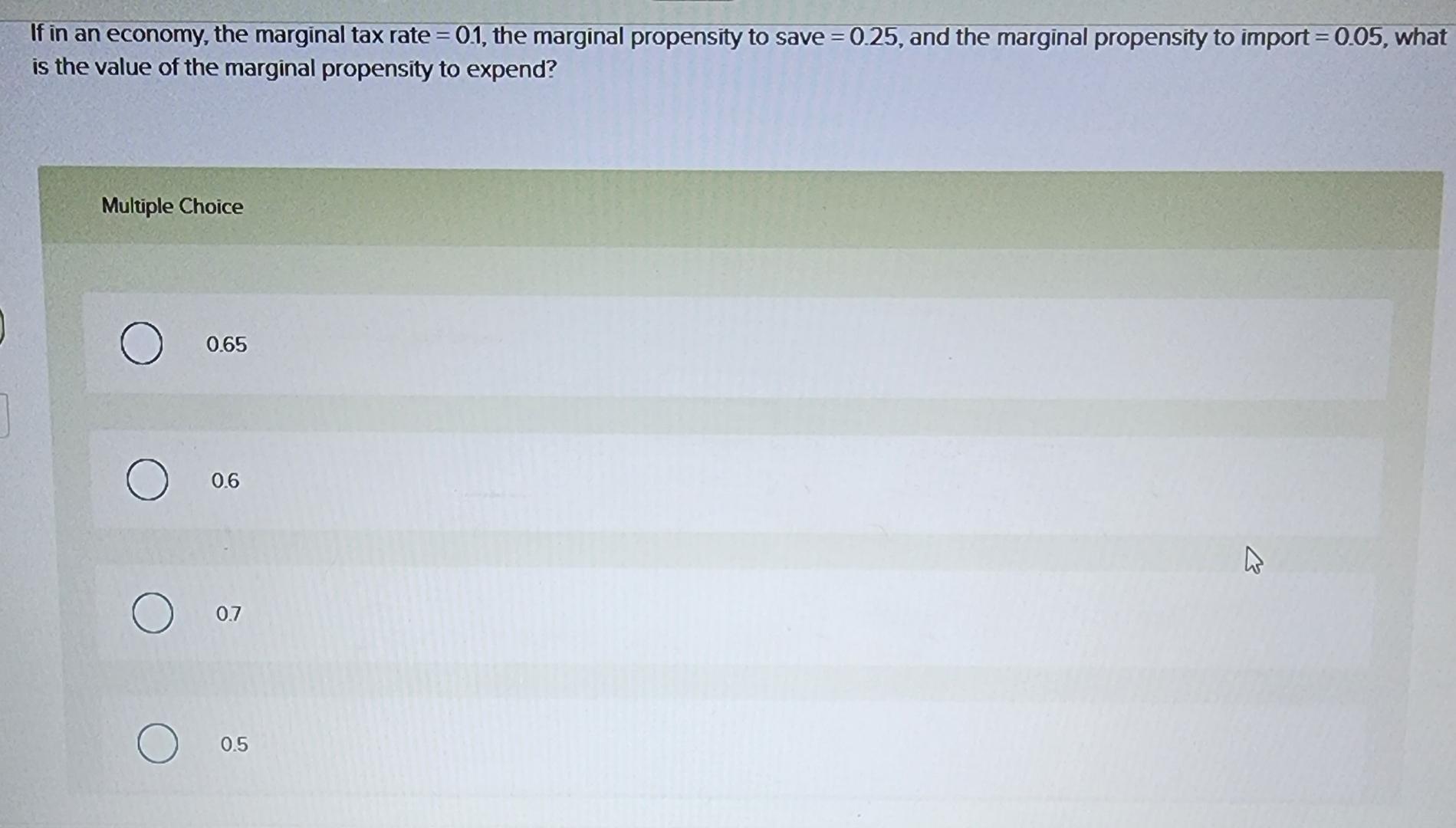 Solved If in an economy, the marginal tax rate =0.1, ﻿the | Chegg.com