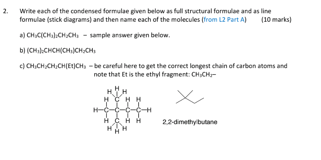 Solved Write each of the condensed formulae given below as | Chegg.com