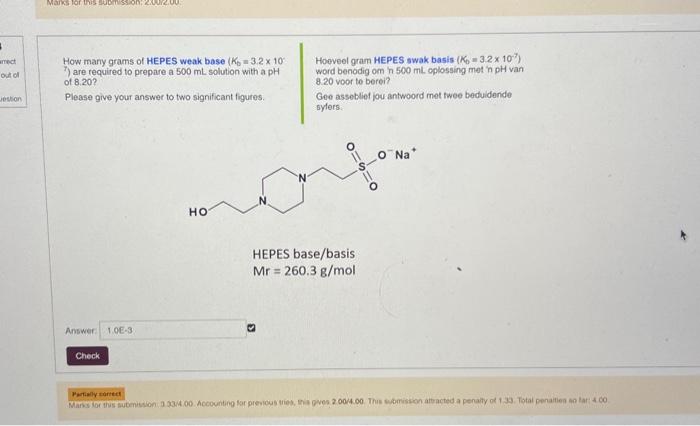 Solved How many grams of HEPES weak base (Kb=3.2×10 7 ) are | Chegg.com
