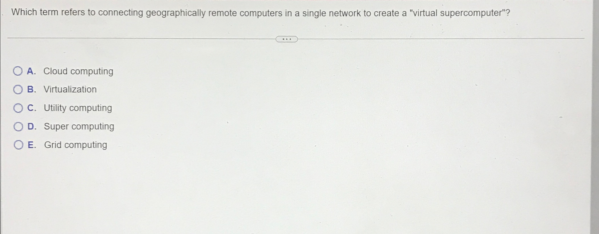 Solved Which term refers to connecting geographically remote | Chegg.com