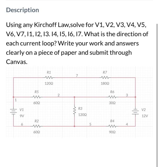 Solved Using any Kirchoff Law,solve for V1, V2, V3, V4, V5, | Chegg.com