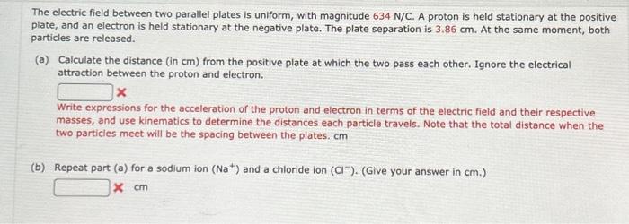 Solved The electric field between two parallel plates is | Chegg.com