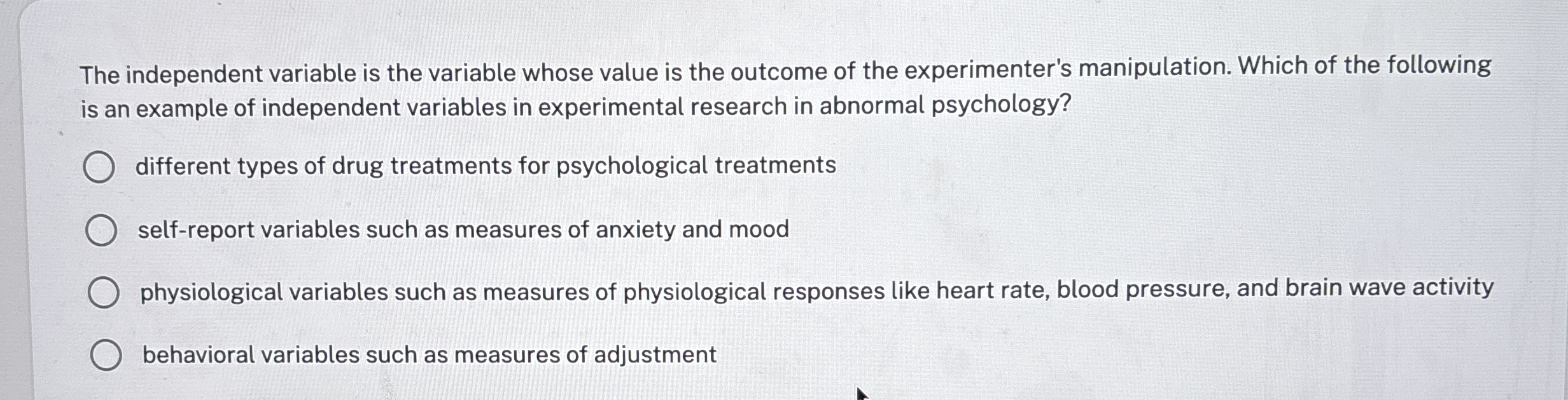 The independent variable is the variable whose value | Chegg.com