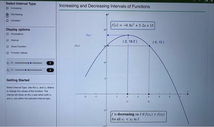 Solved Select the Inereasing bullet and check the Interval | Chegg.com