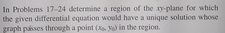 Solved In Problems 17–24 determine a region of the xy-plane | Chegg.com