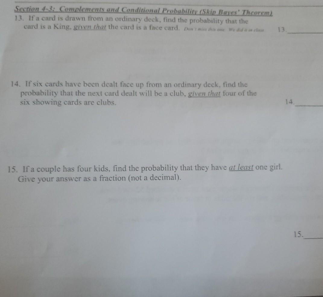 Solved Section 1-3: Complements and Conditional Probability | Chegg.com