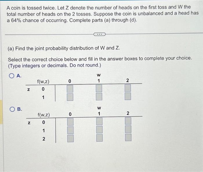 Solved A coin is tossed twice. Let Z denote the number of | Chegg.com