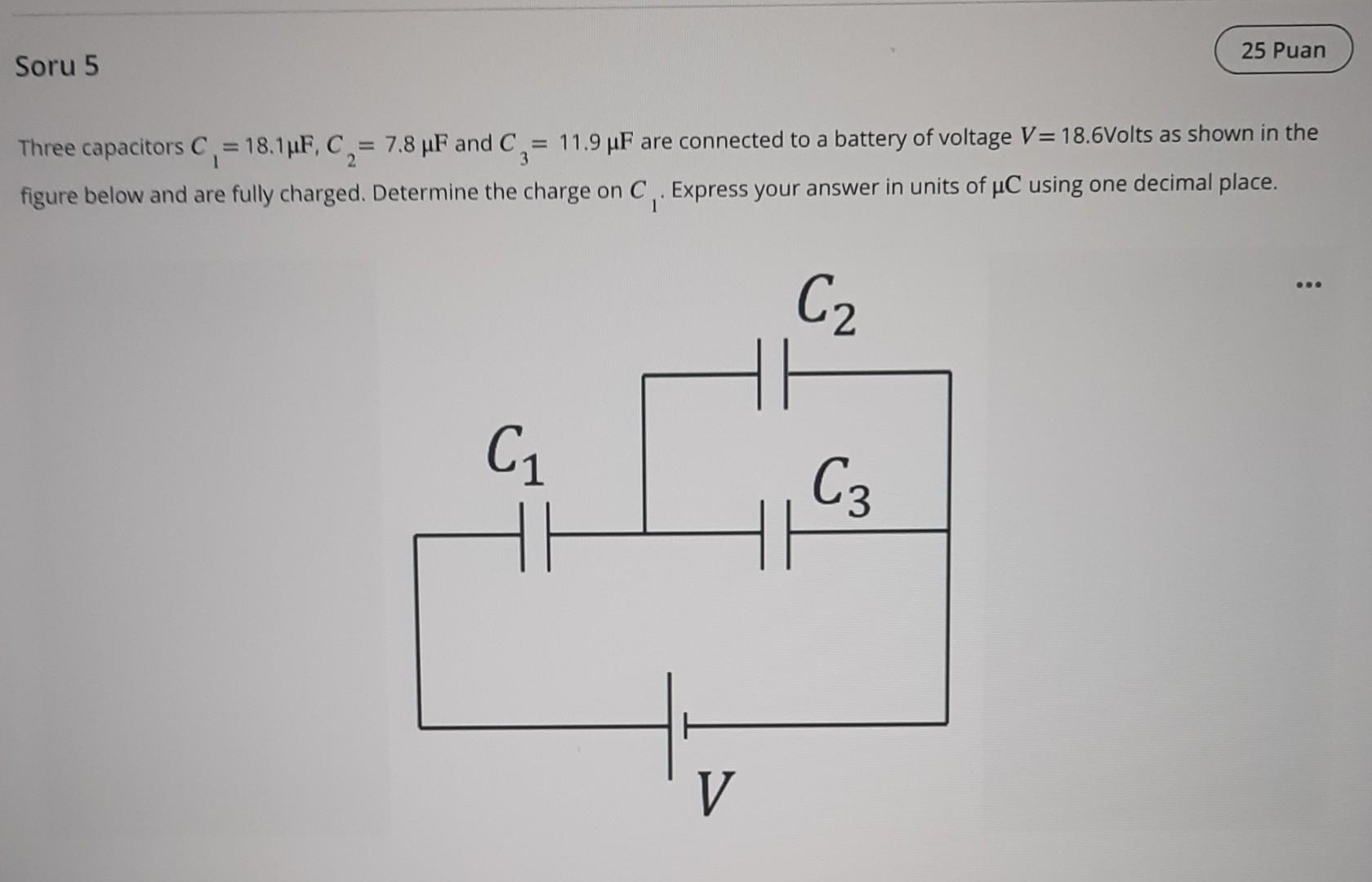 Solved Three capacitors C1=18.1μF,C2=7.8μF and C3=11.9μF are | Chegg.com