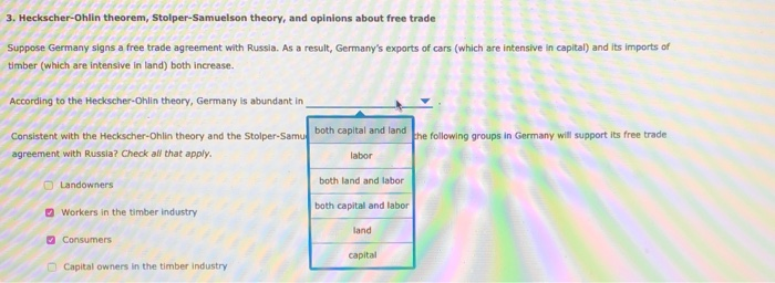 Solved 3. Heckscher-Ohlin theorem, Stolper-Samuelson theory, | Chegg.com