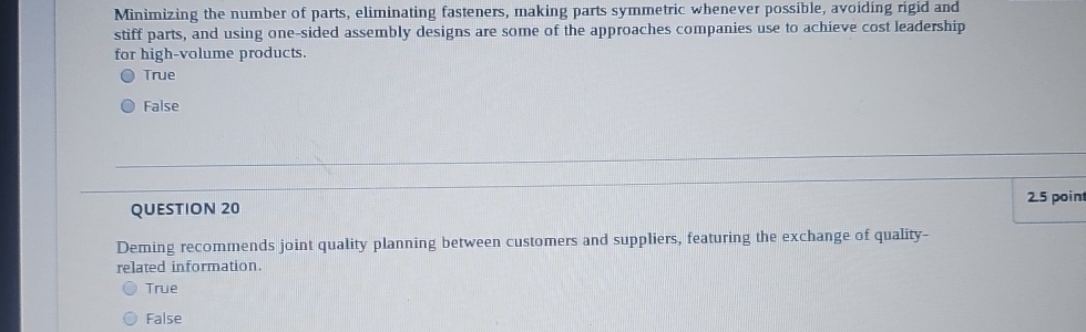 Solved Minimizing the number of parts, eliminating | Chegg.com