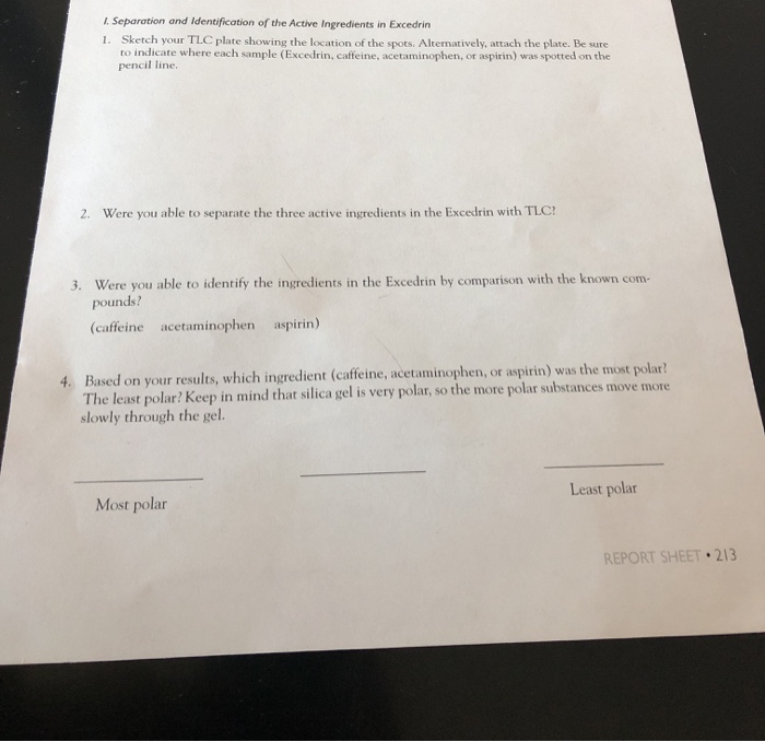 Solved 1. Separation and Identification of the Active | Chegg.com