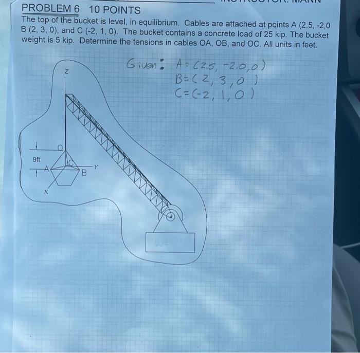 Solved PROBLEM 6 10 POINTS The top of the bucket is level, | Chegg.com