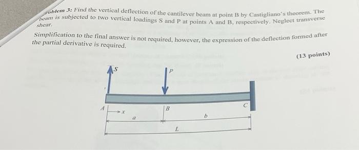 Solved wblem 3: Find the vertical deflection of the | Chegg.com