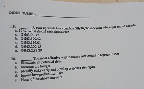 Solved INDEX NUMBER: .119. q, ﻿A start-up wants to | Chegg.com